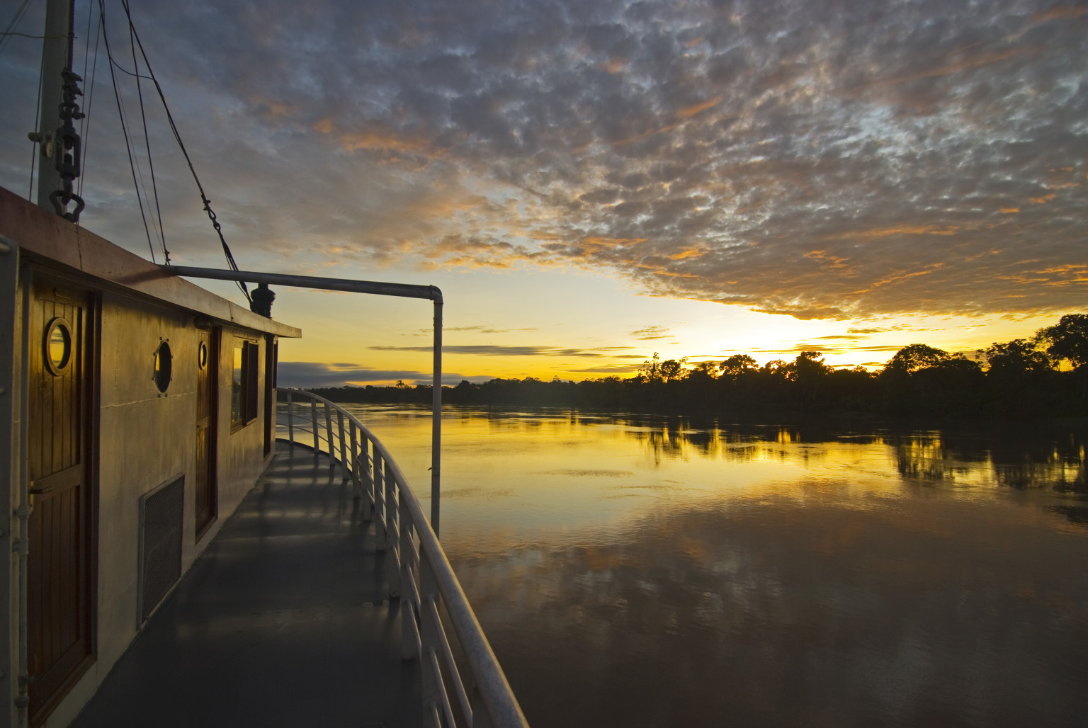 The La perla Cruise boat at the Amazon river - South America Planet